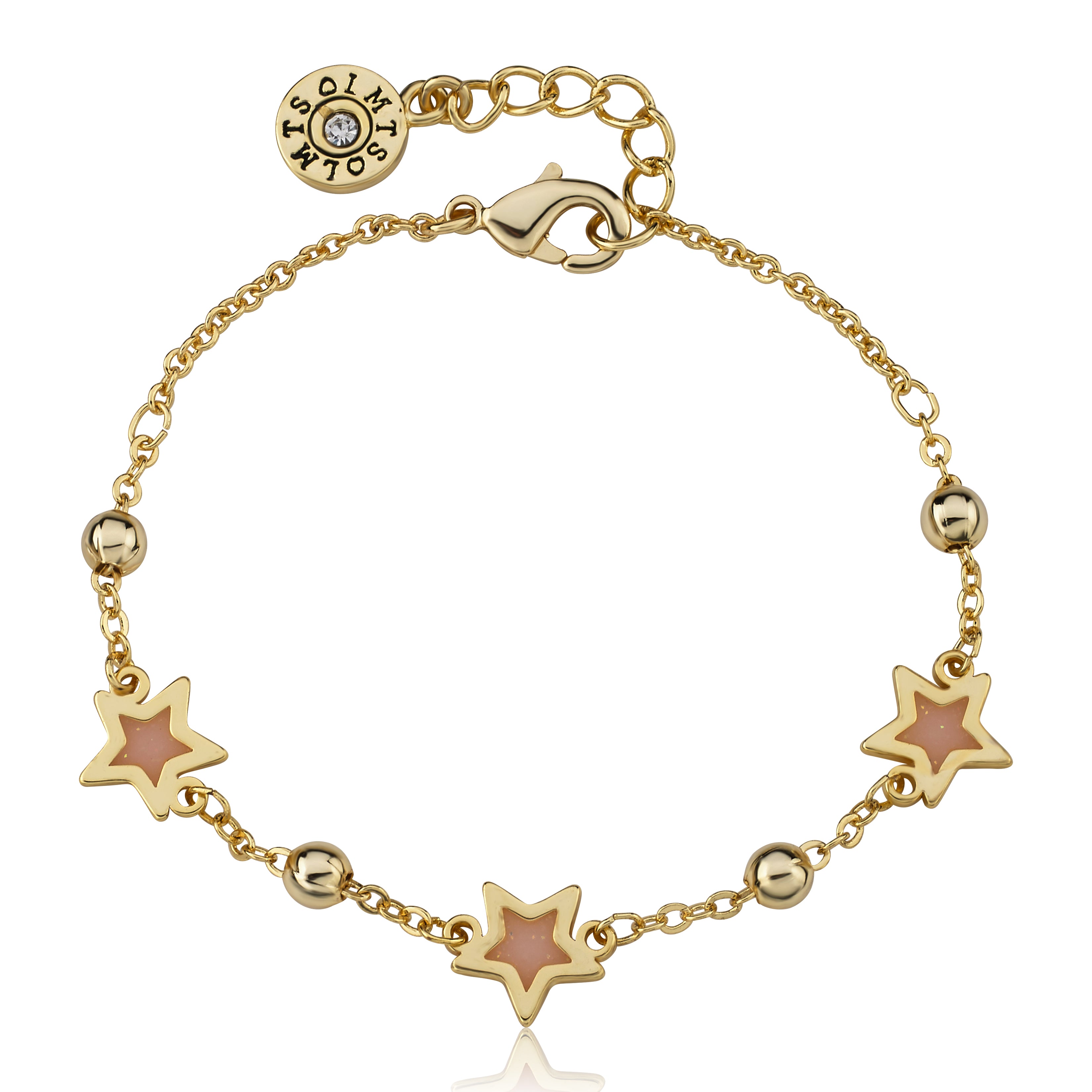 14k Gold Plated Pink Transparent Triple Star Chain Bracelet – shoptwinstars